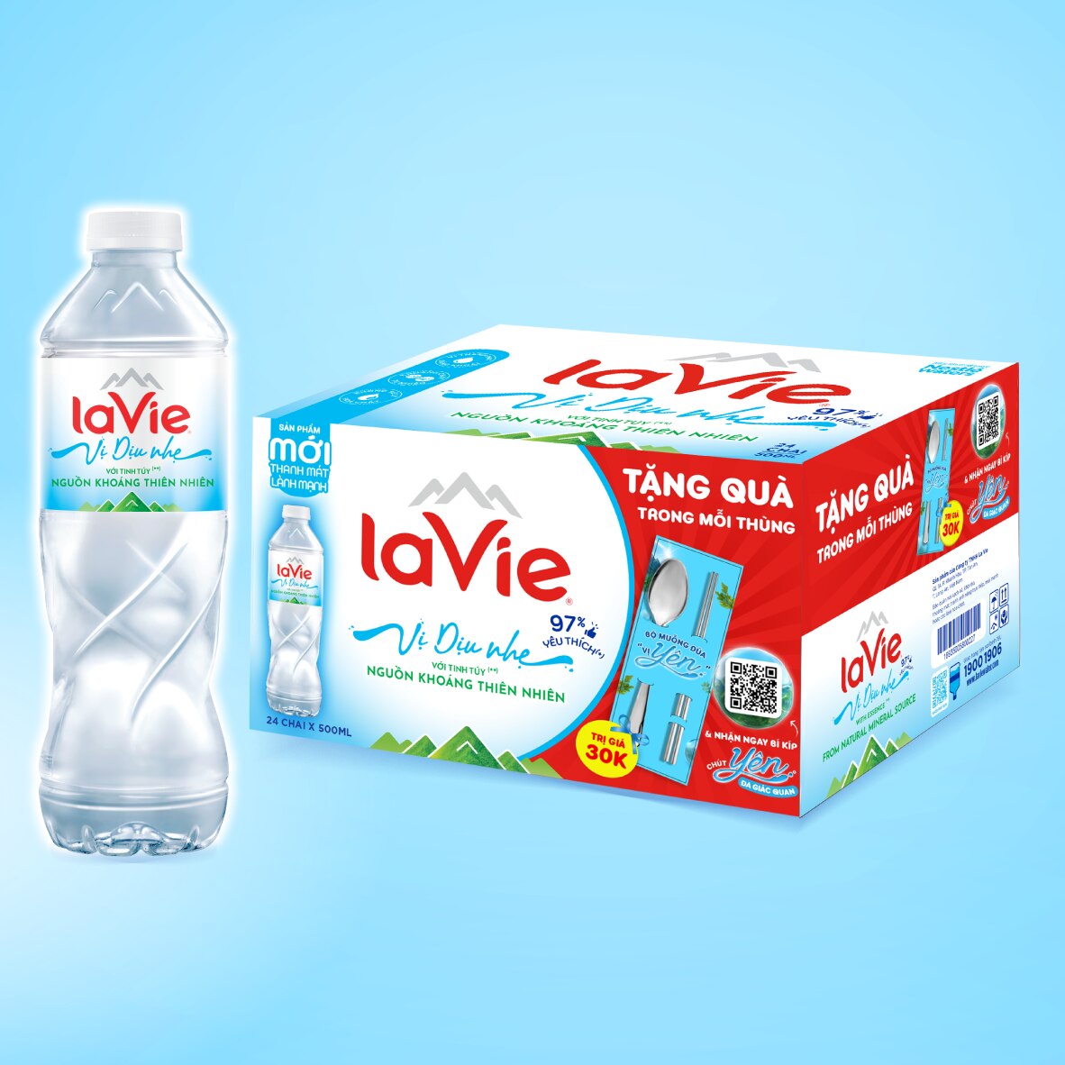 La Vie Vị Dịu Nhẹ 500ml (24 chai/thùng) khuyến mãi | La Vie